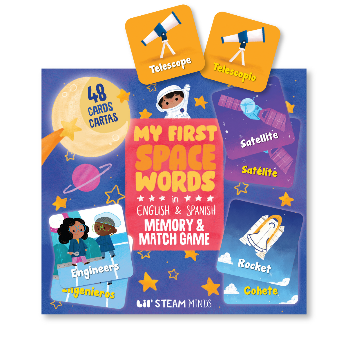 My First Space Words in English & Spanish Memory & Match Game – Lil' Libros